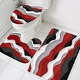 3 Piece Bathroom Rug Set, Ocean Waves Non Slip Bath Mat with Contour ...
