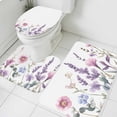 3 Piece Bathroom Rug Set, Purple Pink Blue Flower Lavender Non Slip ...