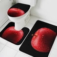 3 Piece Bathroom Rug Set, Red Fruit Non Slip Bath Mat with Contour ...
