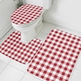 3 Piece Bathroom Rug Set, Red White Non Slip Bath Mat with Contour ...