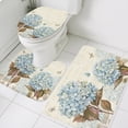 3 Piece Bathroom Rug Set, Rustic Flowers Non Slip Bath Mat with Contour ...