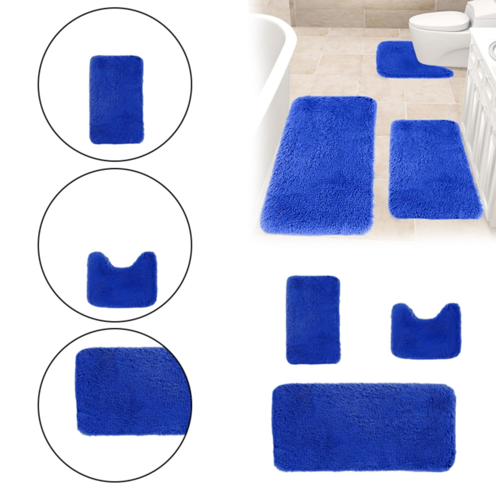 3 Piece Bathroom Rug Set Toilet Bathroom Toilet Tub Floor Mat Nonslip ...