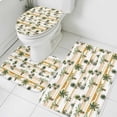 3 Piece Bathroom Rug Set, Tropical Plants Non Slip Bath Mat with ...