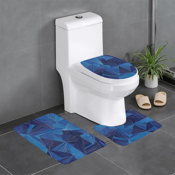 3 Piece Bathroom Rugs Set Flannel Non-Slip U-Shaped Mat For Toilet ...