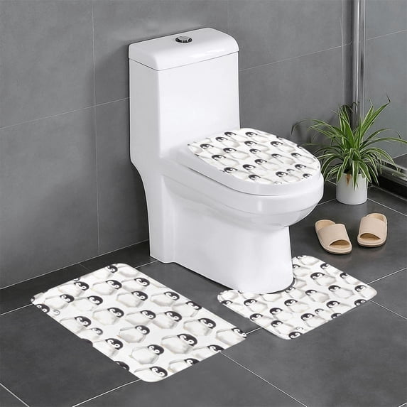 3 Piece Bathroom Rugs Set Flannel Non-Slip U-Shaped Mat For Toilet ...