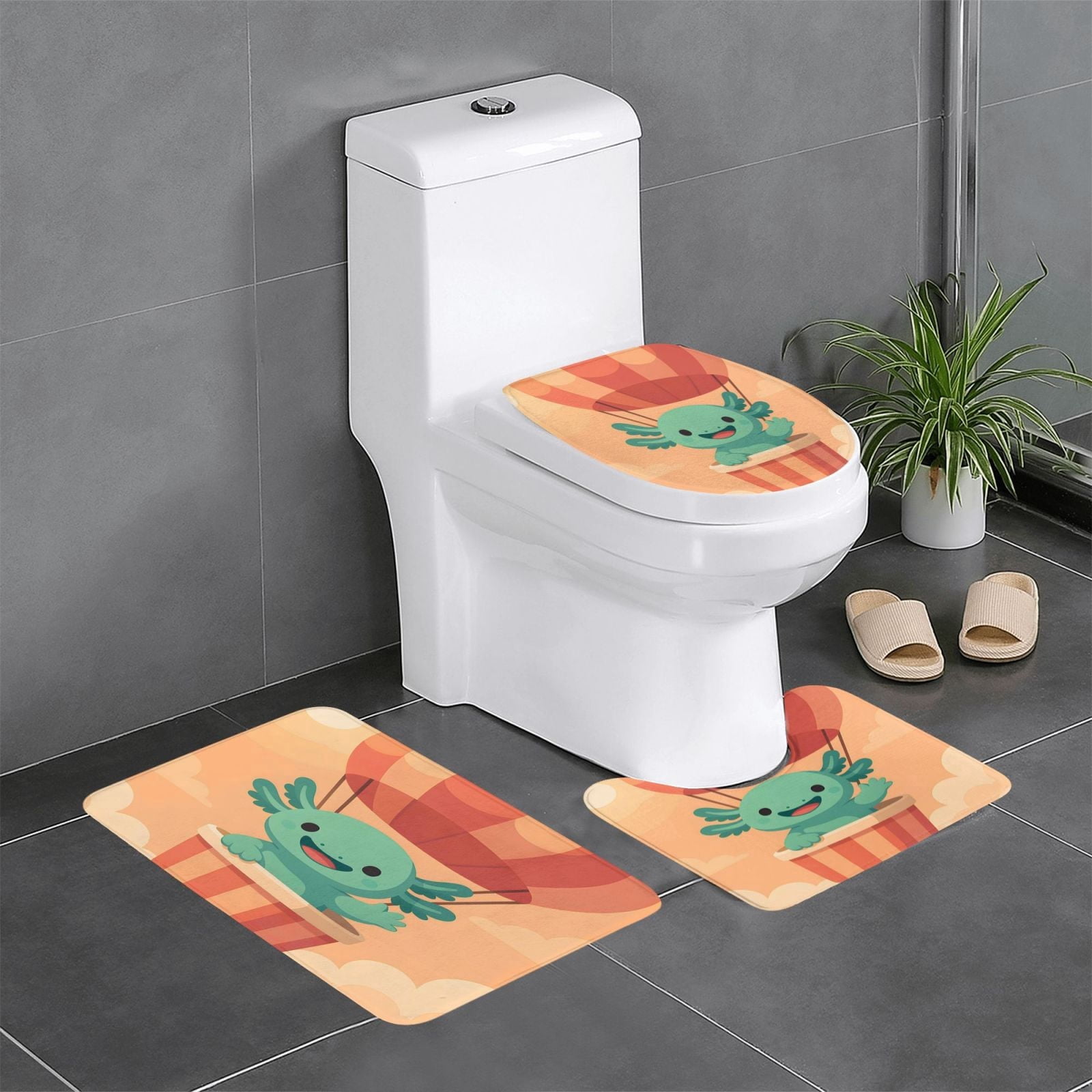 3 Piece Bathroom Rugs Set Flannel Non-Slip U-Shaped Mat For Toilet ...