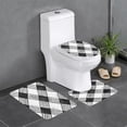 3 Piece Bathroom Rugs Set Flannel Non-Slip U-Shaped Mat For Toilet ...