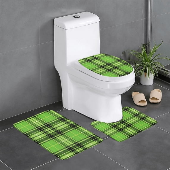 3 Piece Bathroom Rugs Set Flannel Non-Slip U-Shaped Mat For Toilet ...