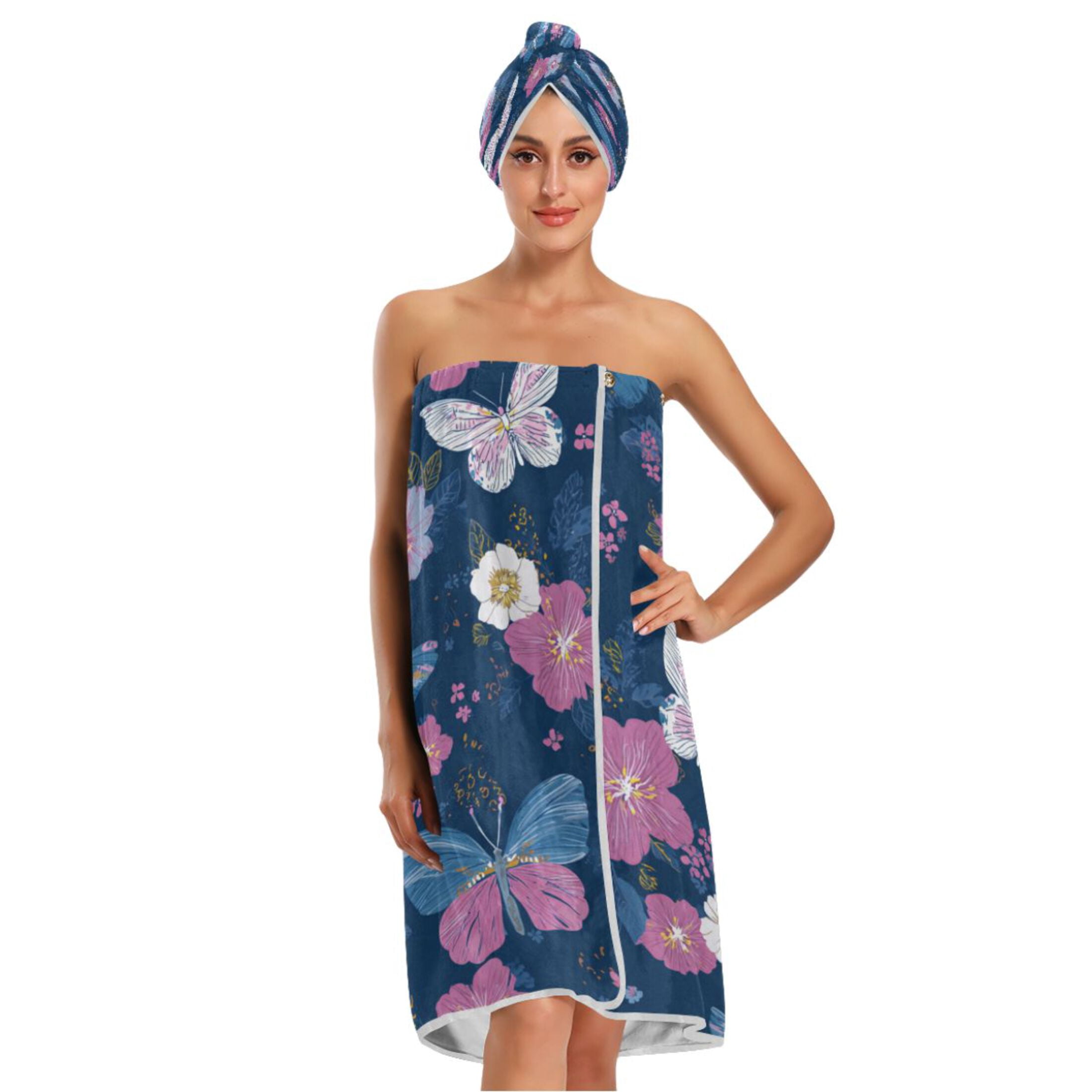 3-Piece Bathroom Towel Set with Bath Towel, Quick-Dry Hair Cap and Hair ...