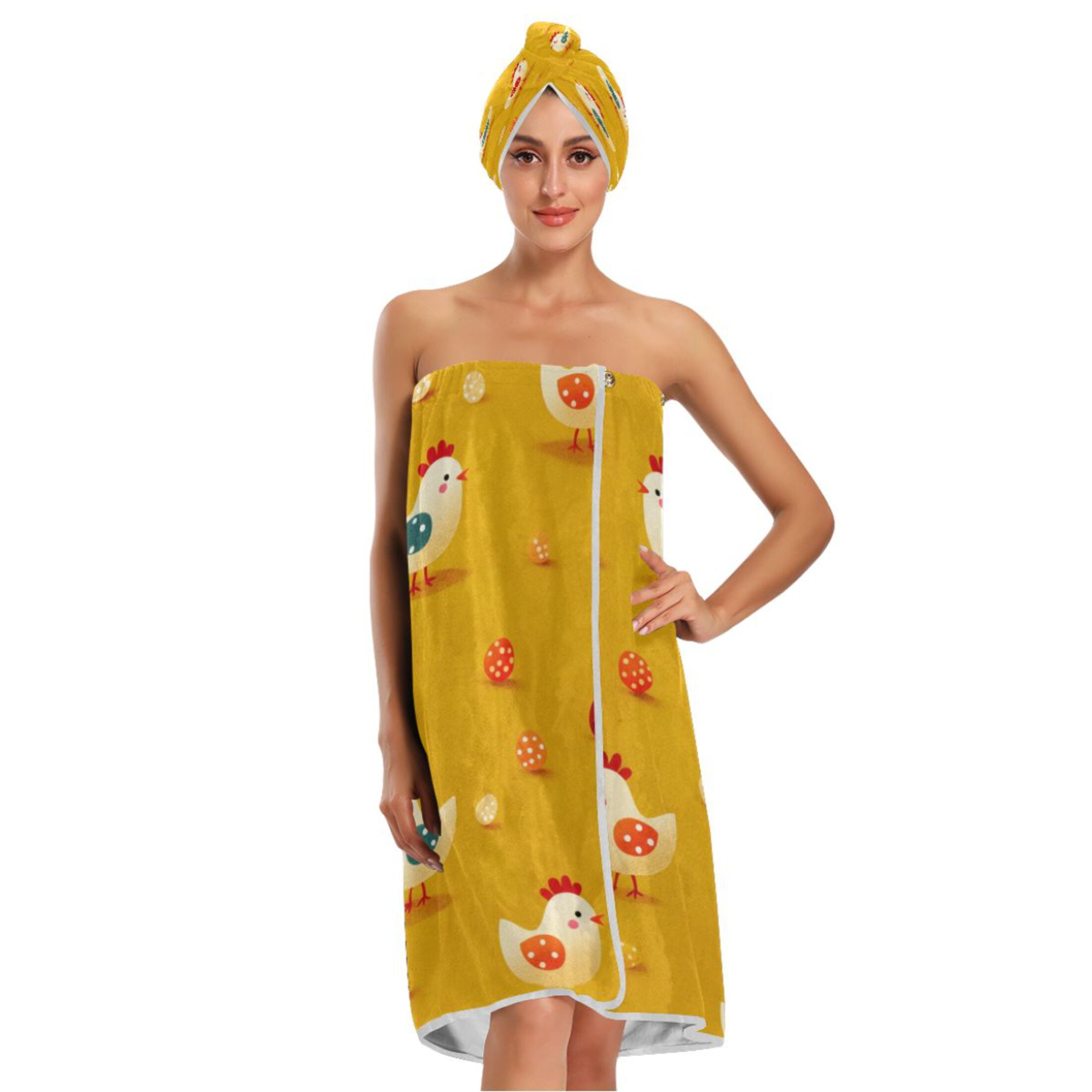 3-Piece Bathroom Towel Set with Bath Towel, Quick-Dry Hair Cap and Hair ...