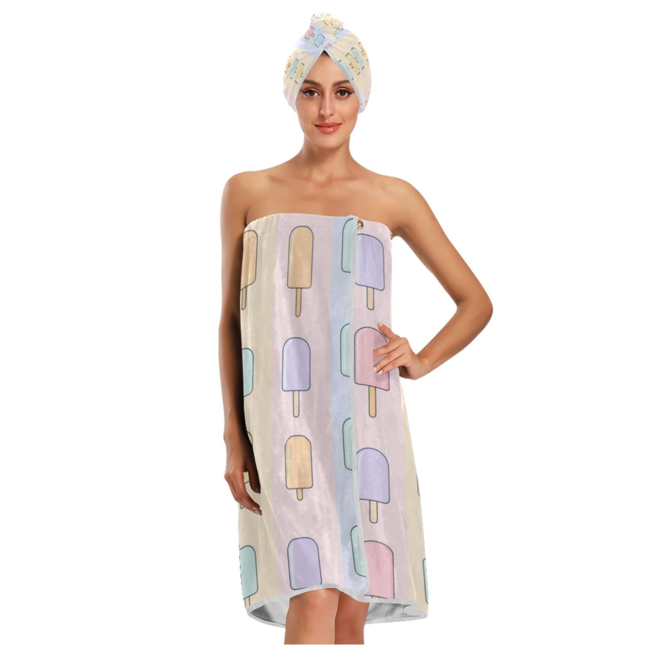 3-Piece Bathroom Towel Set with Bath Towel, Quick-Dry Hair Cap and Hair ...
