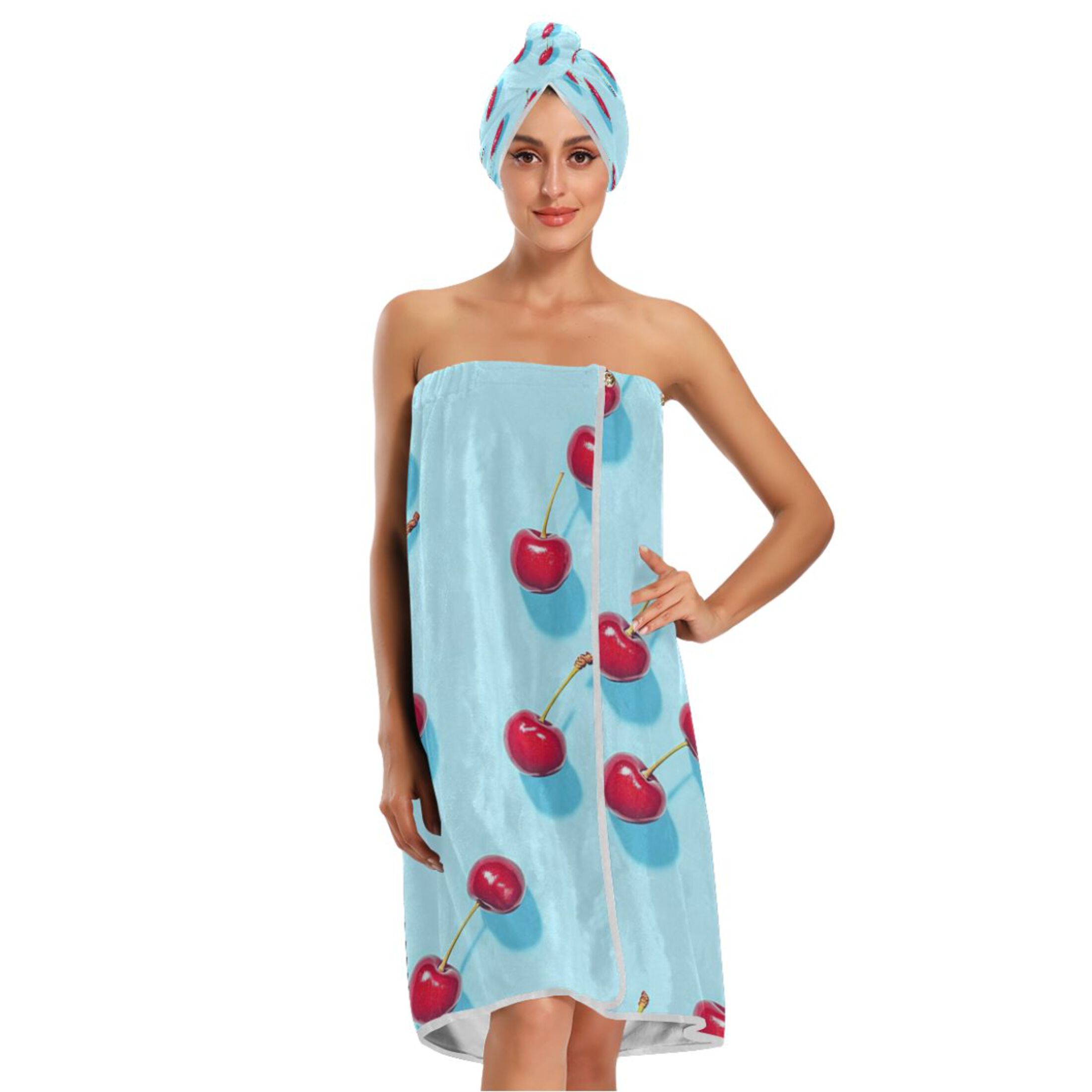3-Piece Bathroom Towel Set with Bath Towel, Quick-Dry Hair Cap and Hair ...