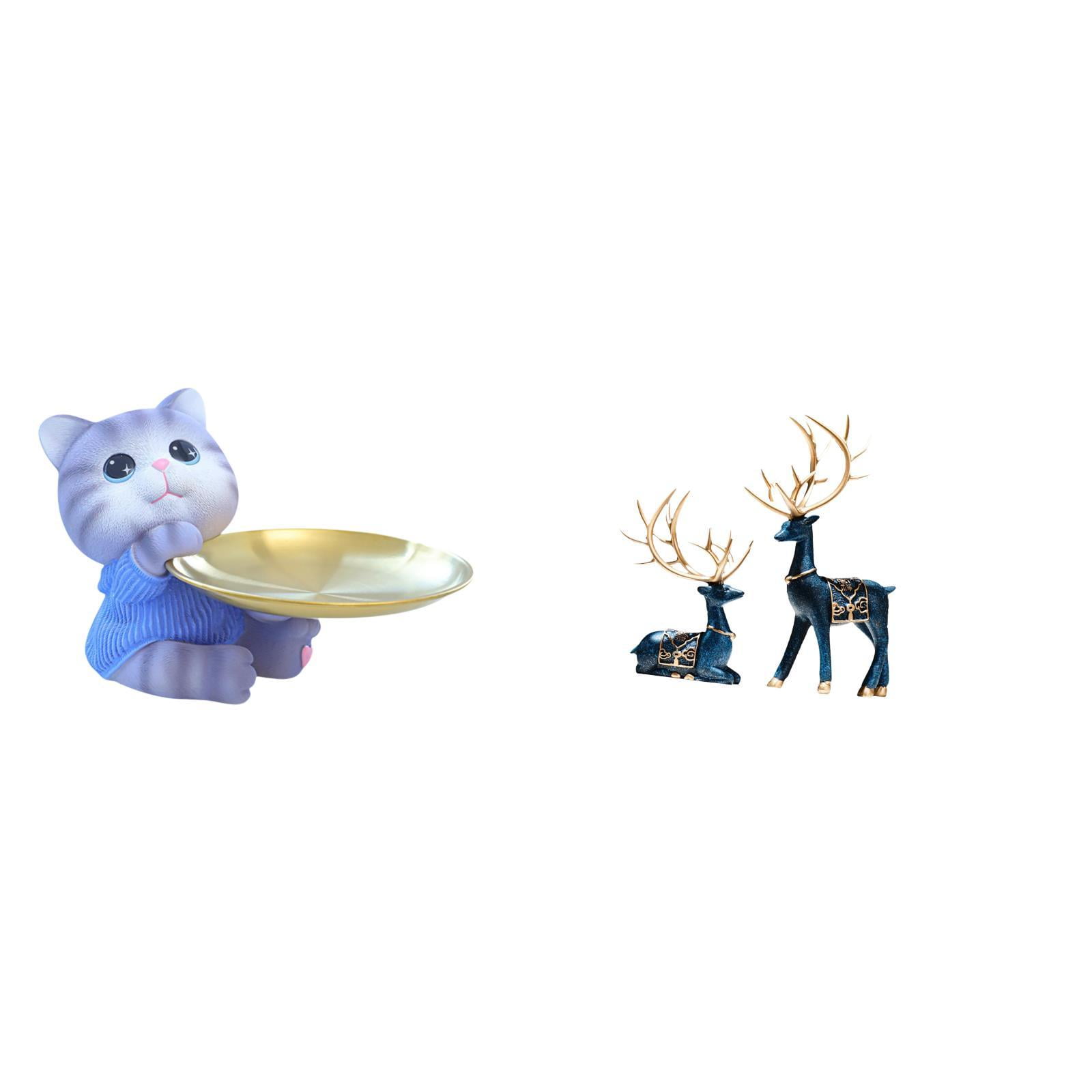 3 Piece Bear Figurine Cat Tray Elk Deer Statue Resin Material for ...