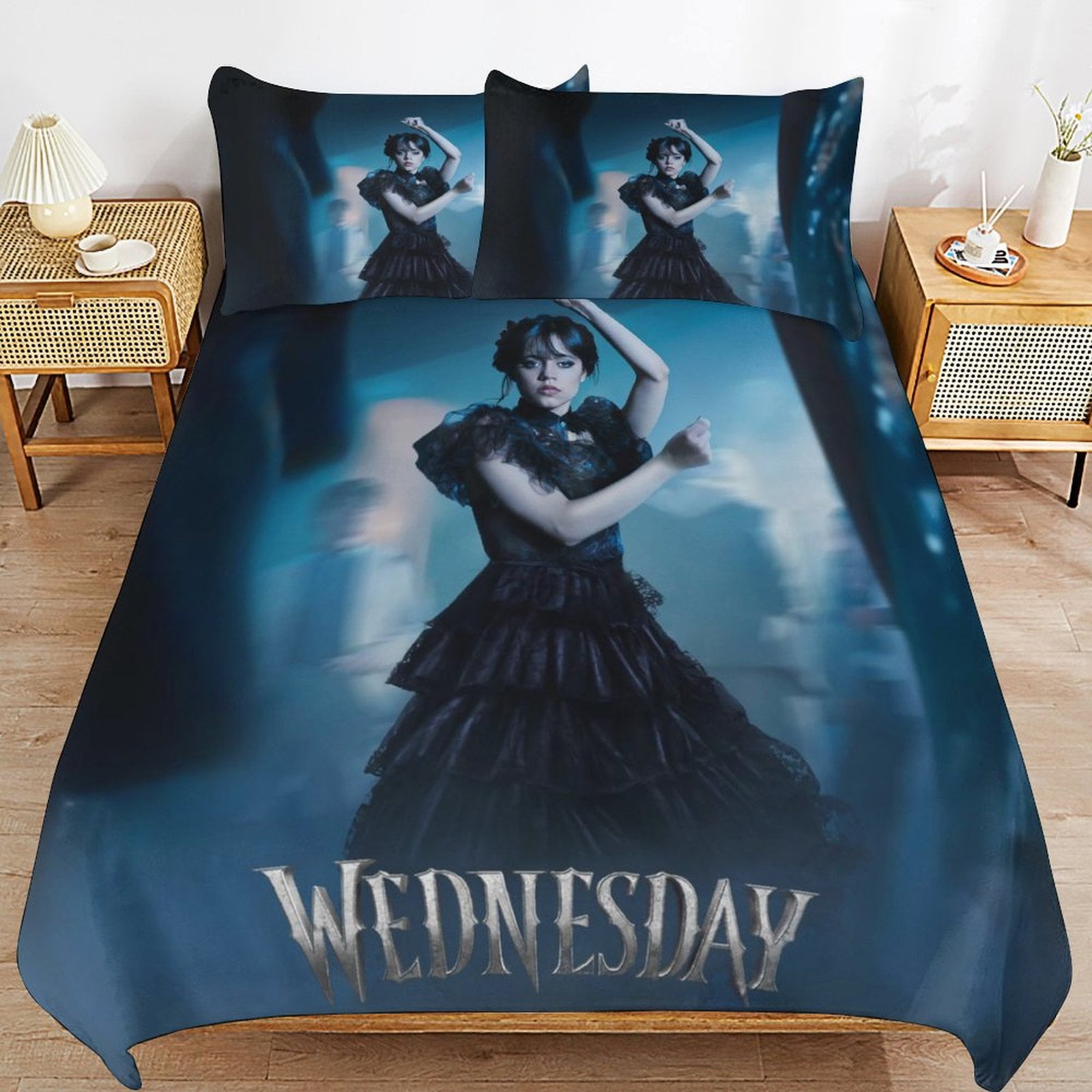 3 Piece Bed Quilt Cover with 2 Pillowcases Wednesday Bedding Set Addams ...
