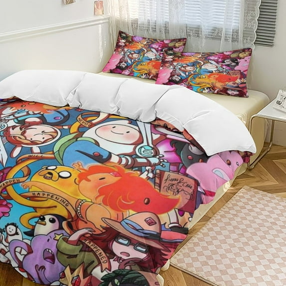 3 Piece Bedding Set Adventure Cartoon Time Comforter Cover Set Cute ...