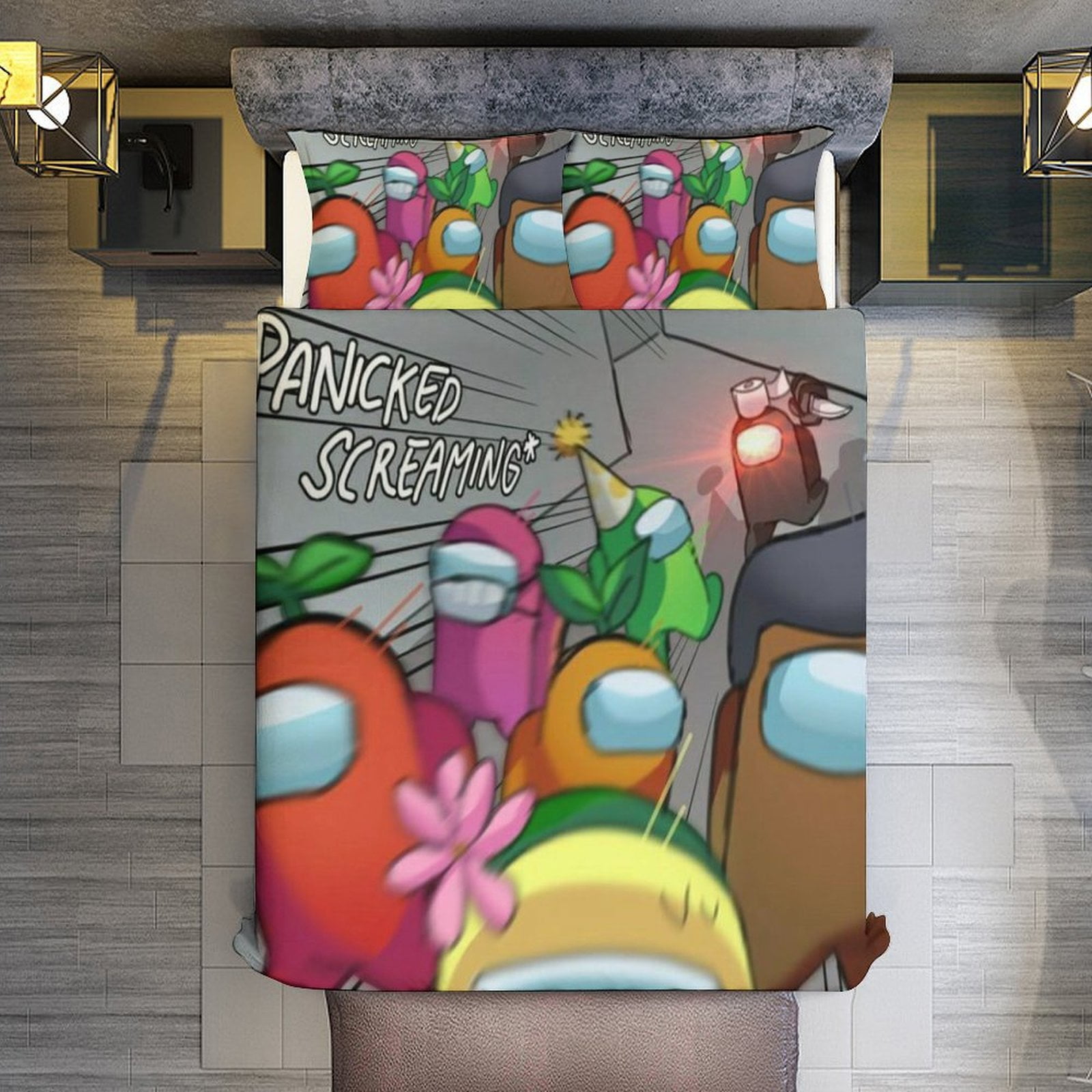 3 Piece Bedding Set,Among Us Panicken ScreamingComforter Set for Kids ...