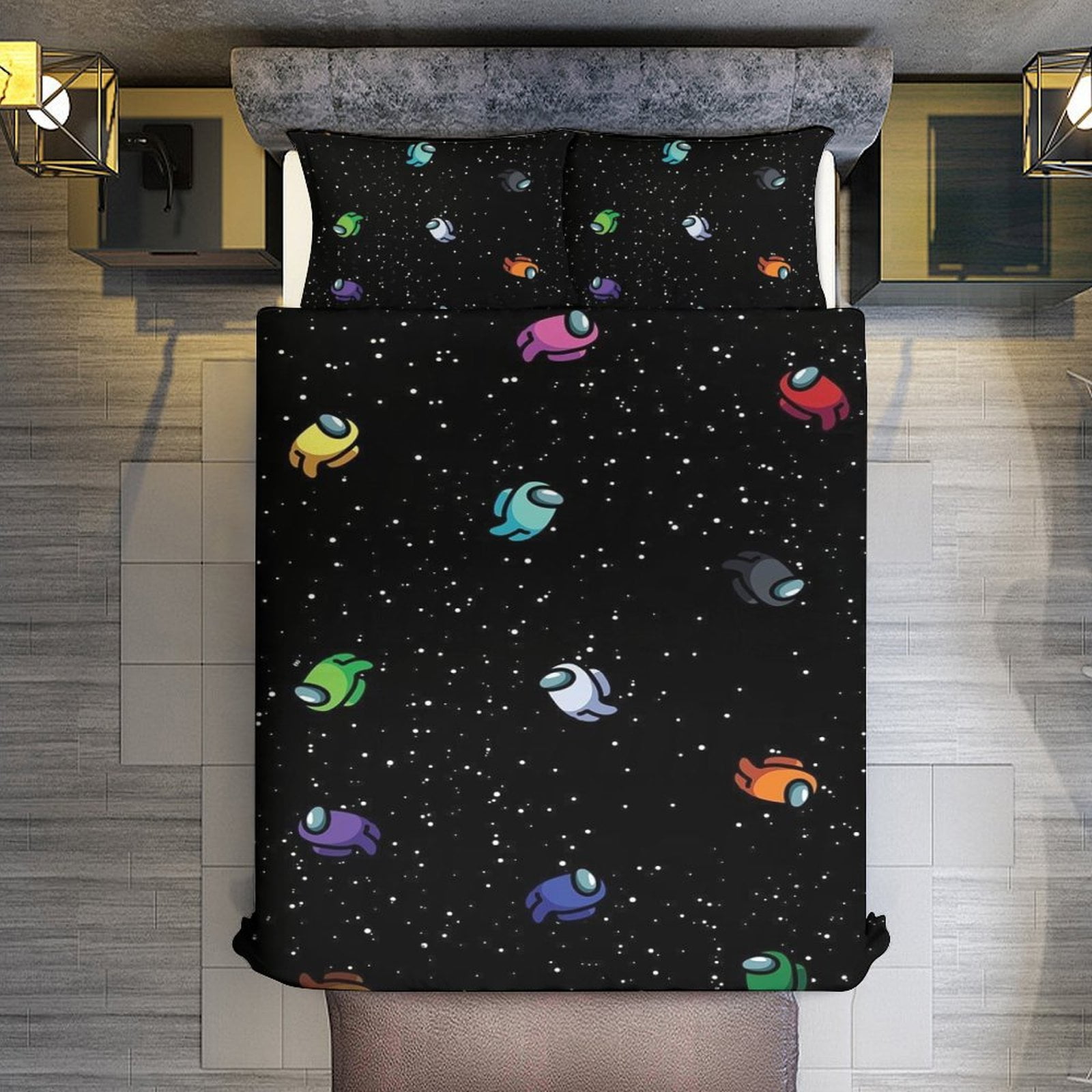 3 Piece Bedding Set,Among Us Space SplatterComforter Set for Kids Boys ...