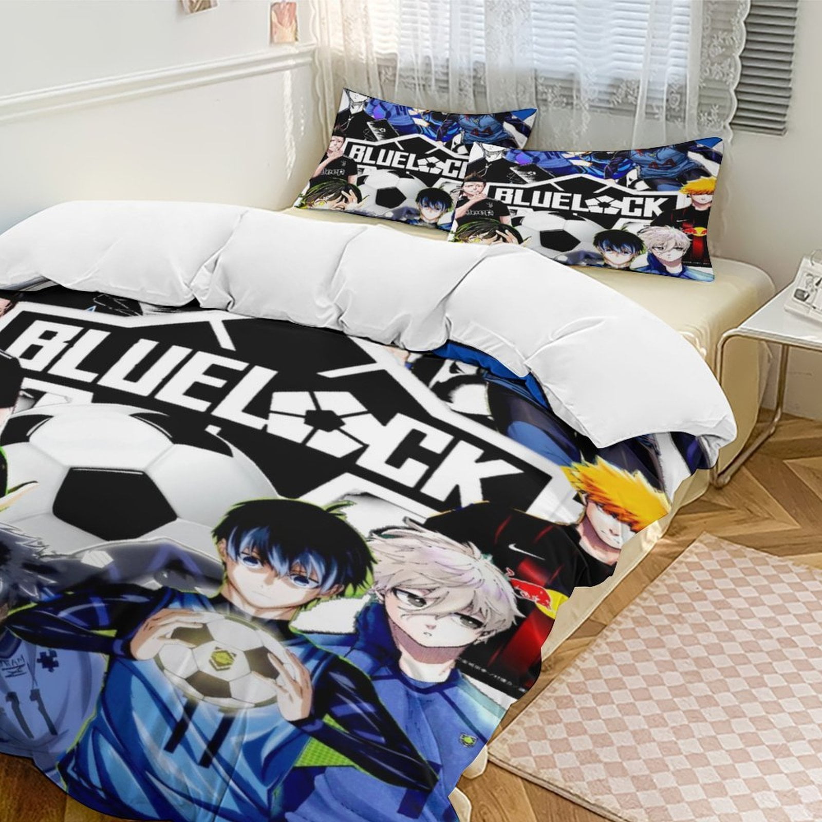 3 Piece Bedding Set BLUE Ball LOC-,K Comforter Cover Set Cute Kids ...