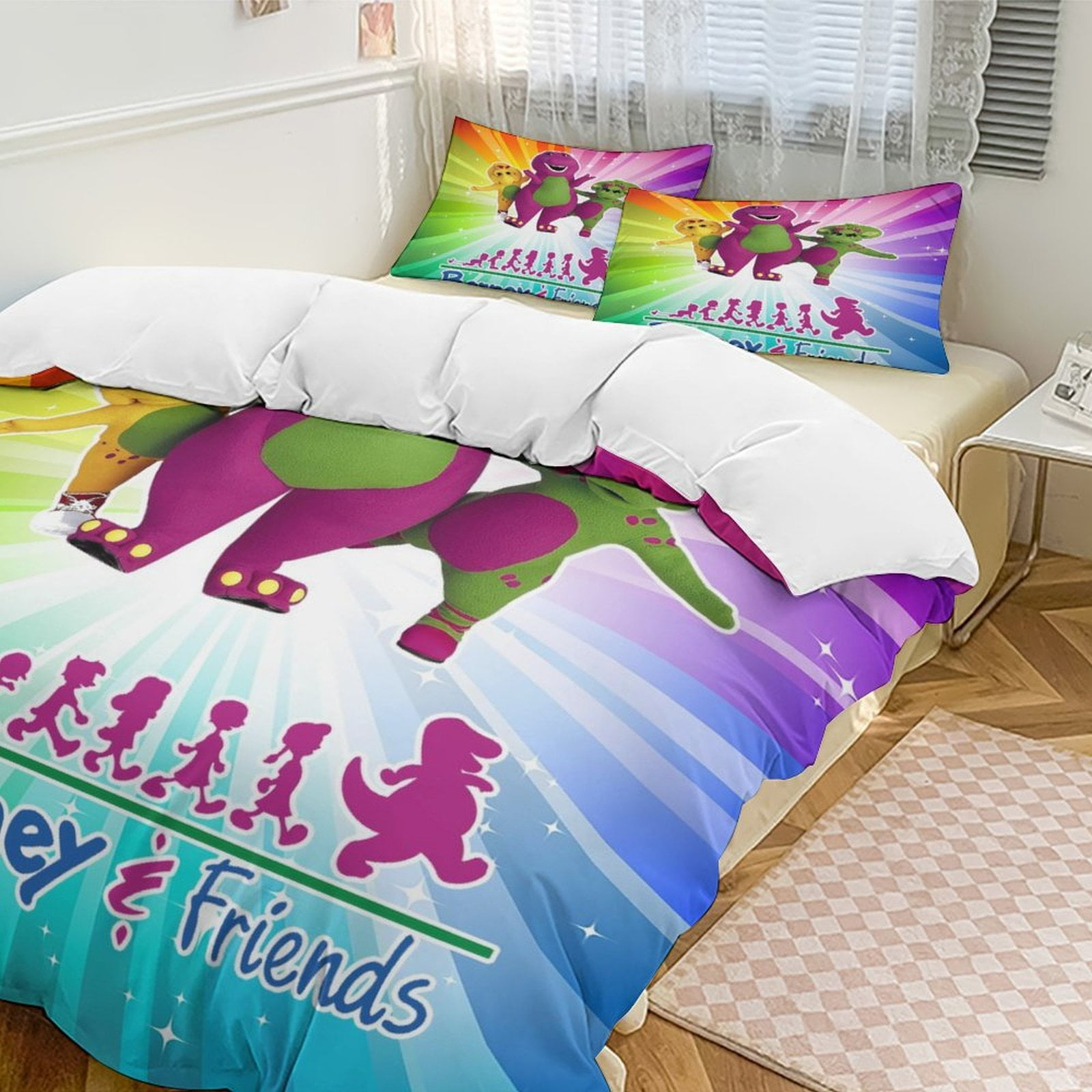 3 Piece Bedding Set Barney Dinosaur Friends Comforter Cover Set Cute ...
