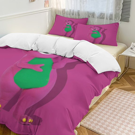3 Piece Bedding Set Barney Dinosaur Friends Comforter Cover Set Cute ...