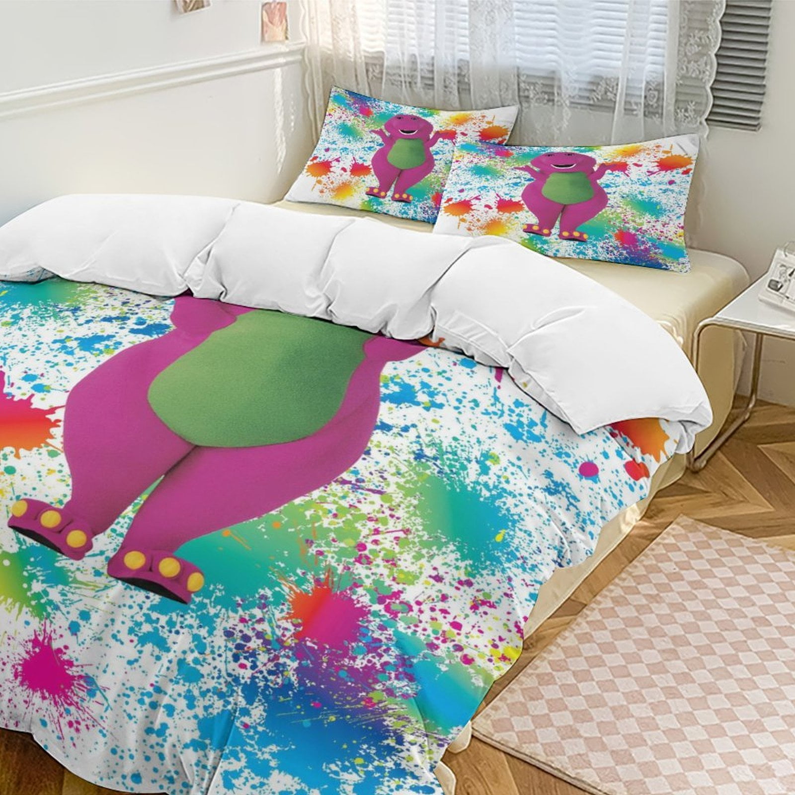 3 Piece Bedding Set Barney Dinosaur Friends Comforter Cover Set Cute ...