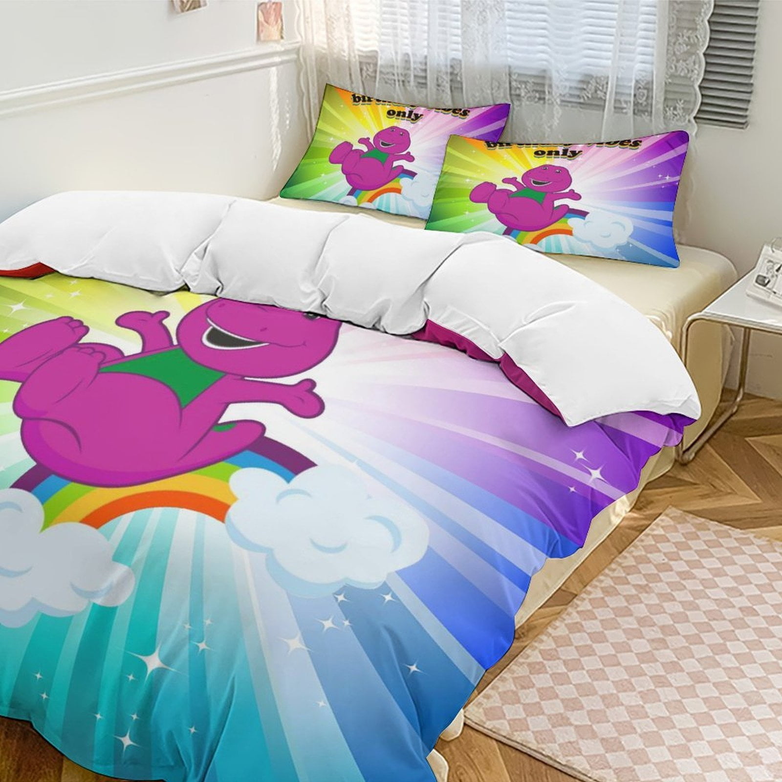 3 Piece Bedding Set Barney Dinosaur Friends Comforter Cover Set Cute ...