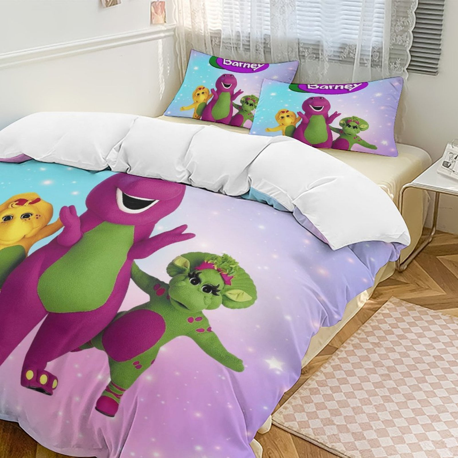 3 Piece Bedding Set Barney Dinosaur Friends Comforter Cover Set Cute ...