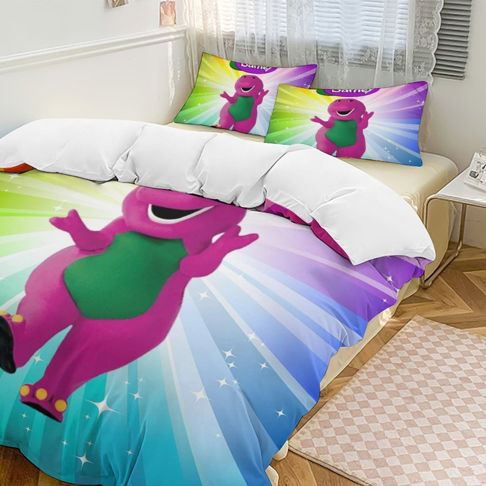 3 Piece Bedding Set Barney Dinosaur Friends Comforter Cover Set Cute ...