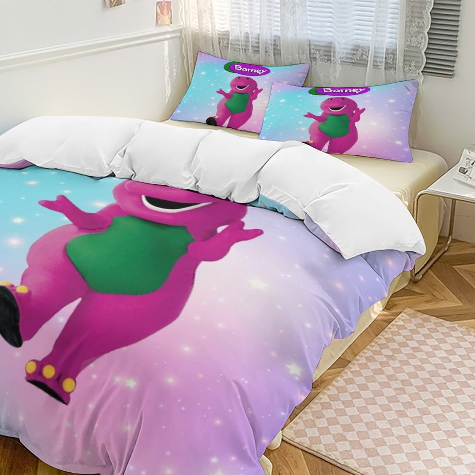 3 Piece Bedding Set Barney Dinosaur Friends Comforter Cover Set Cute ...