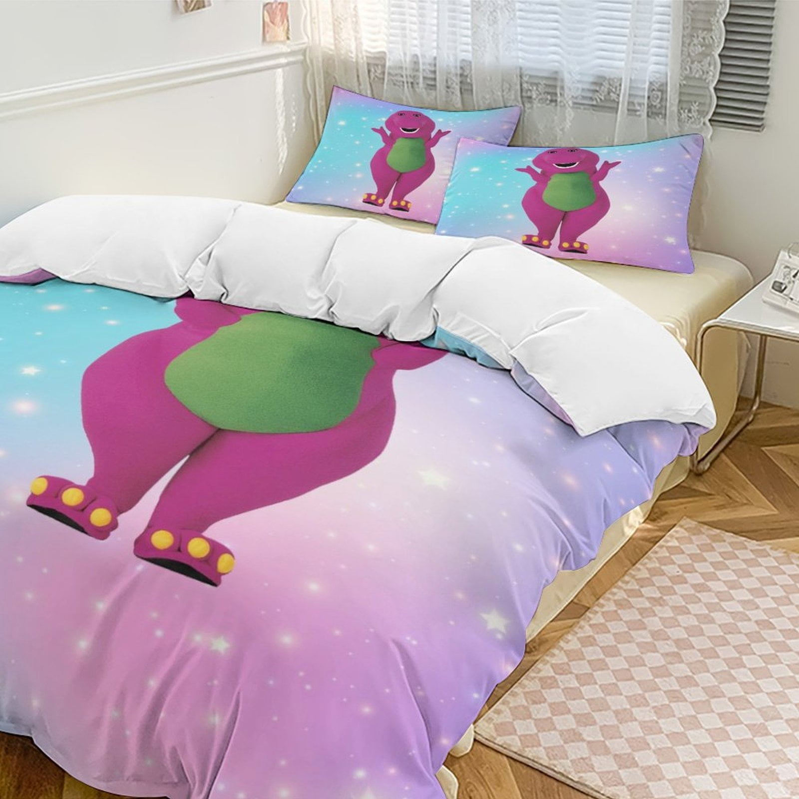 3 Piece Bedding Set Barney Dinosaur Friends Comforter Cover Set Cute ...
