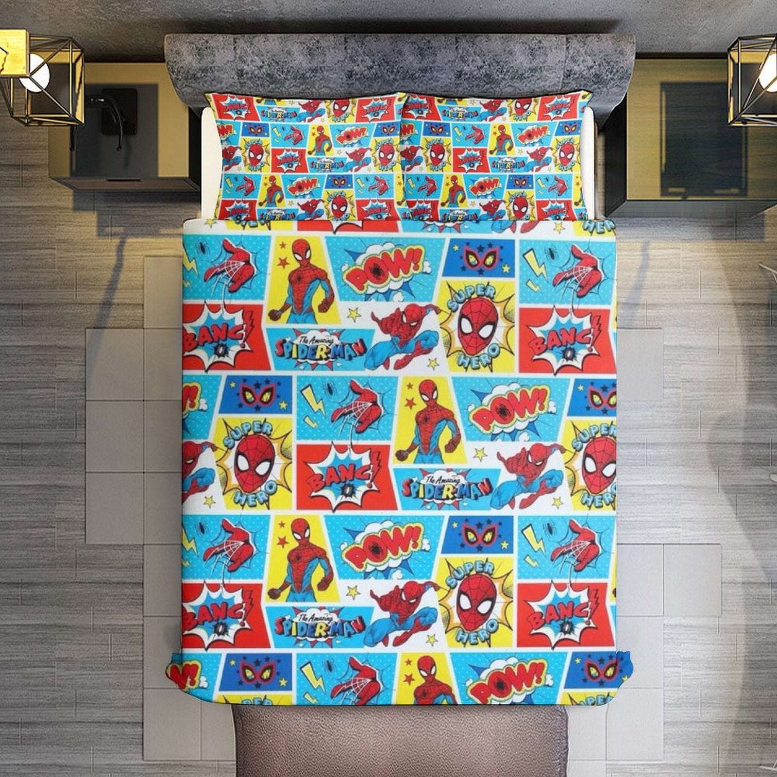 3 Piece Bedding Set,Cartoon Spider-Man Comforter Set for Kids Boys Teen ...