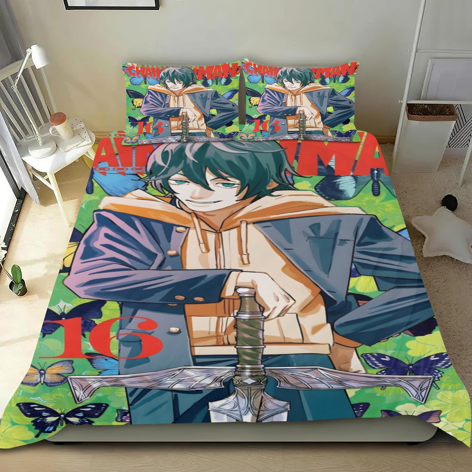 3 Piece Bedding Set Chainsaw Man Comforter Set Cute Duvet Cover Sets ...
