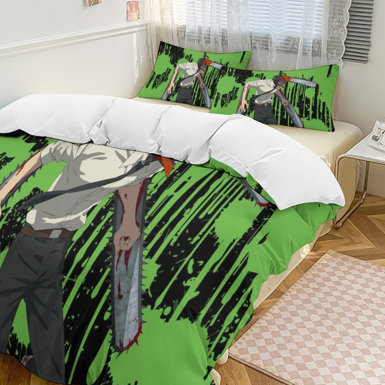 3 Piece Bedding Set Chainsaw Orange Men Comforter Cover Set Cute Kids ...