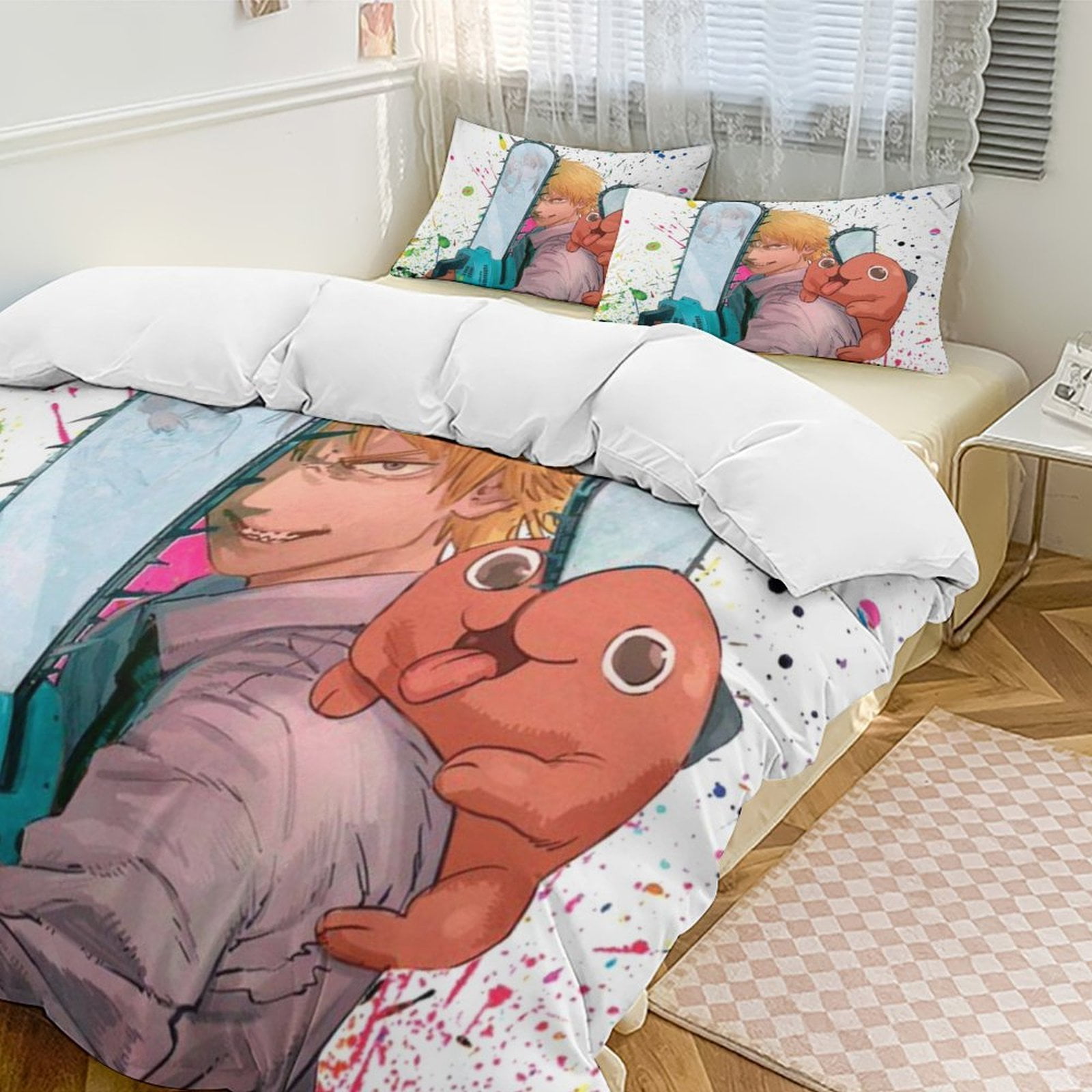 3 Piece Bedding Set Chainsaw Orange Men Comforter Cover Set Cute Kids ...