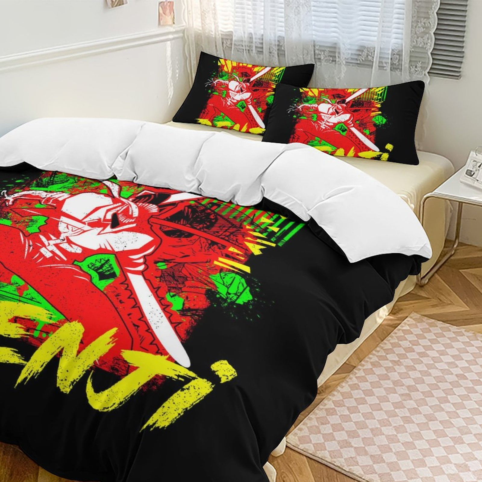 3 Piece Bedding Set Chainsaw Orange Men Comforter Cover Set Cute Kids ...