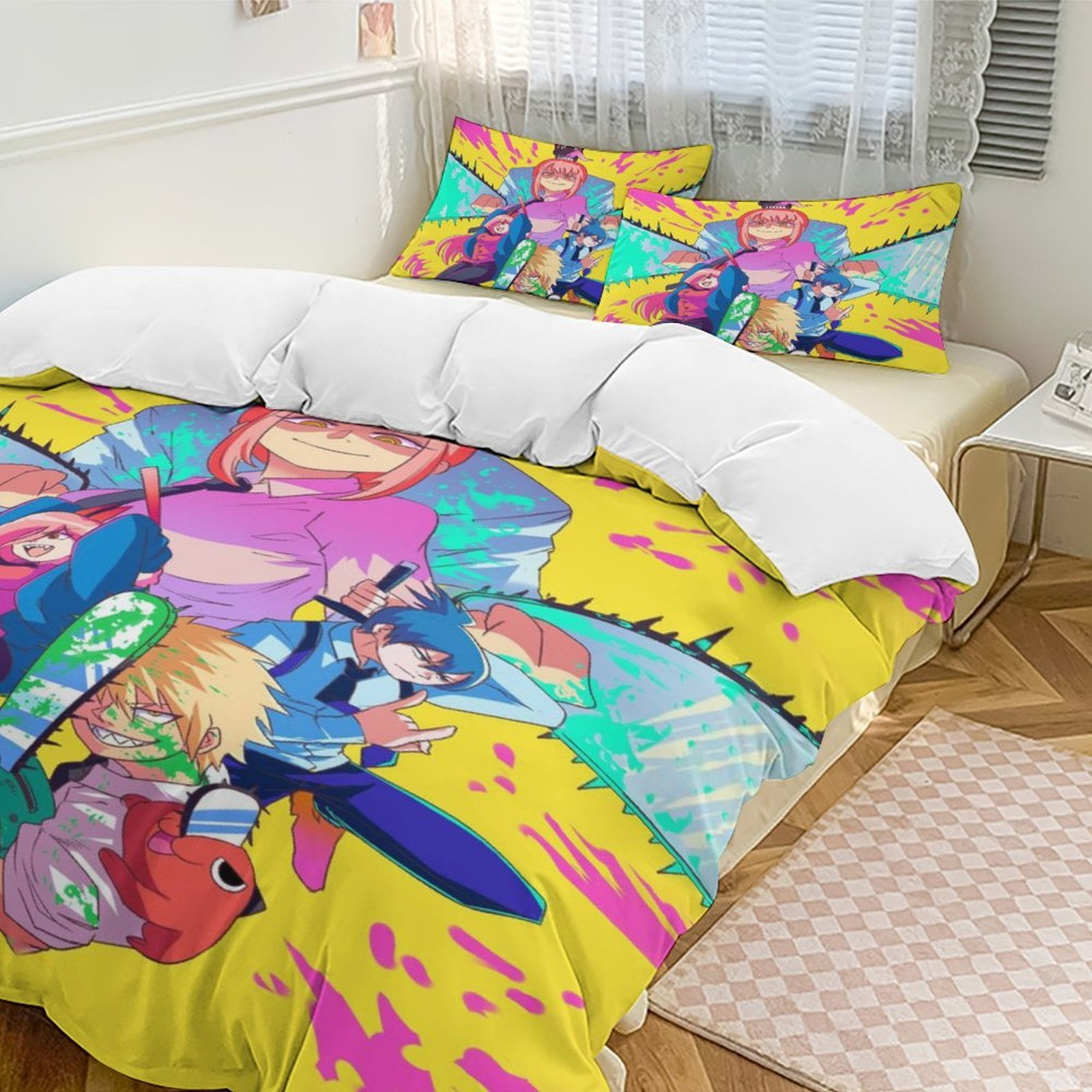 3 Piece Bedding Set Chainsaw Orange Men Comforter Cover Set Cute Kids ...