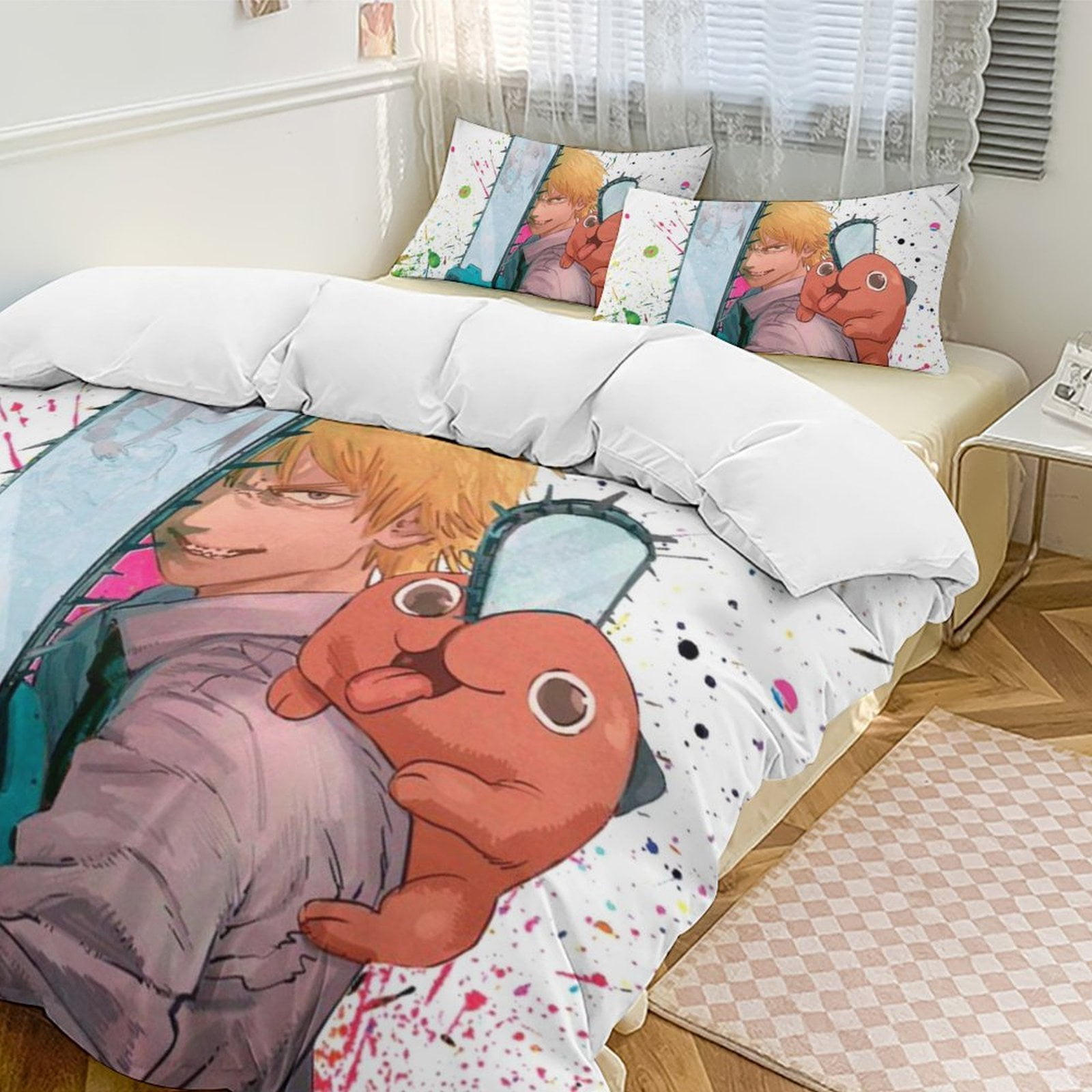 3 Piece Bedding Set Chainsaw Orange Men Comforter Cover Set Cute Kids ...