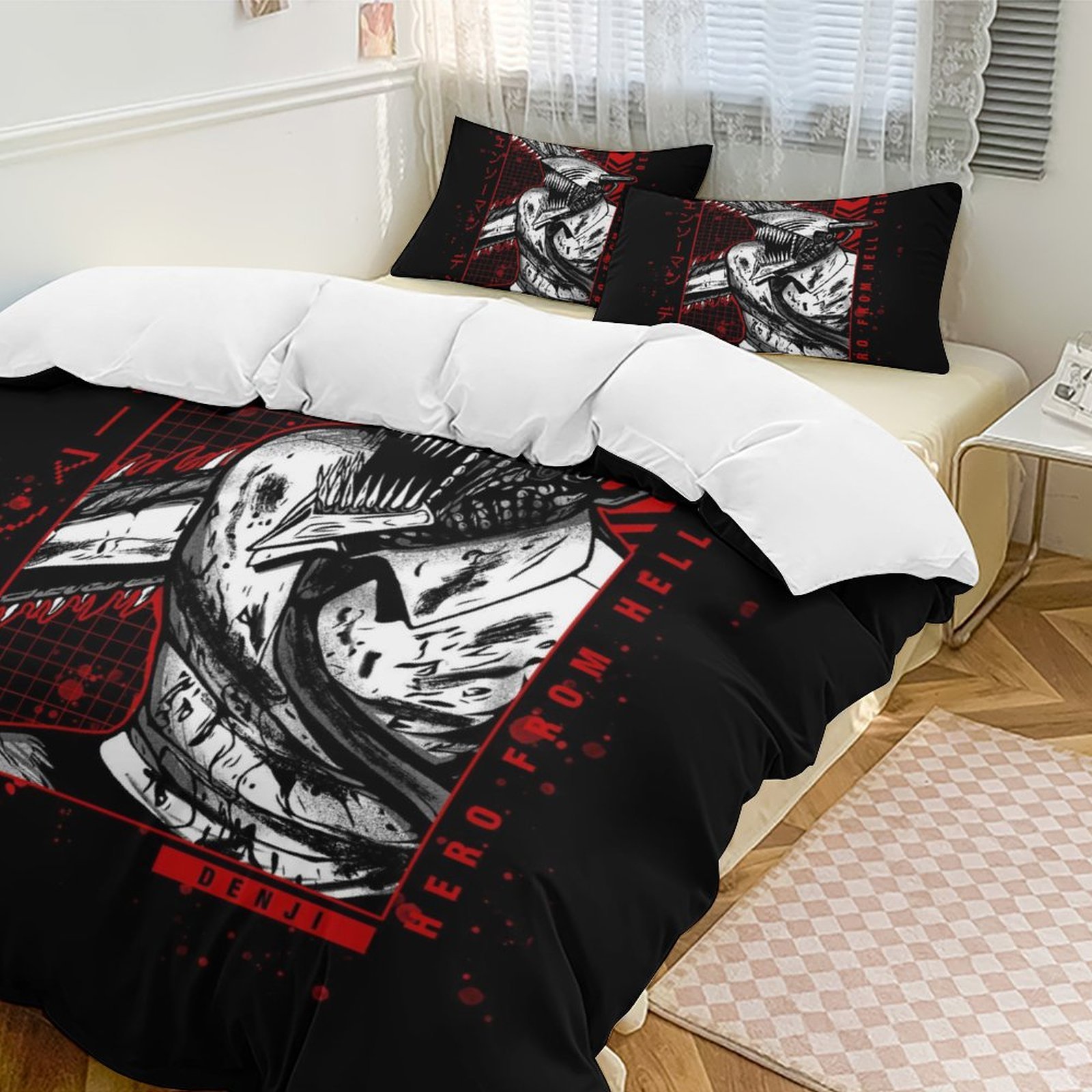 3 Piece Bedding Set Chainsaw Orange Men Comforter Cover Set Cute Kids ...