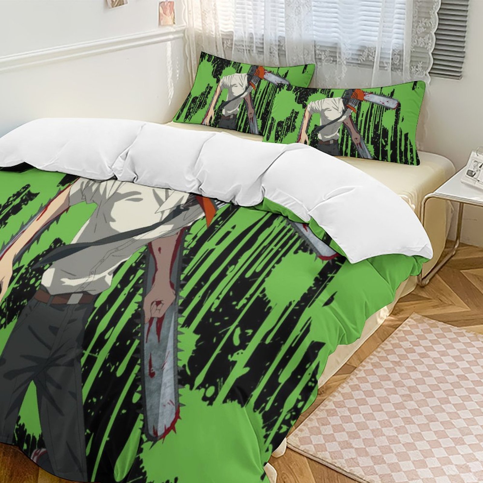 3 Piece Bedding Set Chainsaw Orange Men Comforter Cover Set Cute Kids ...