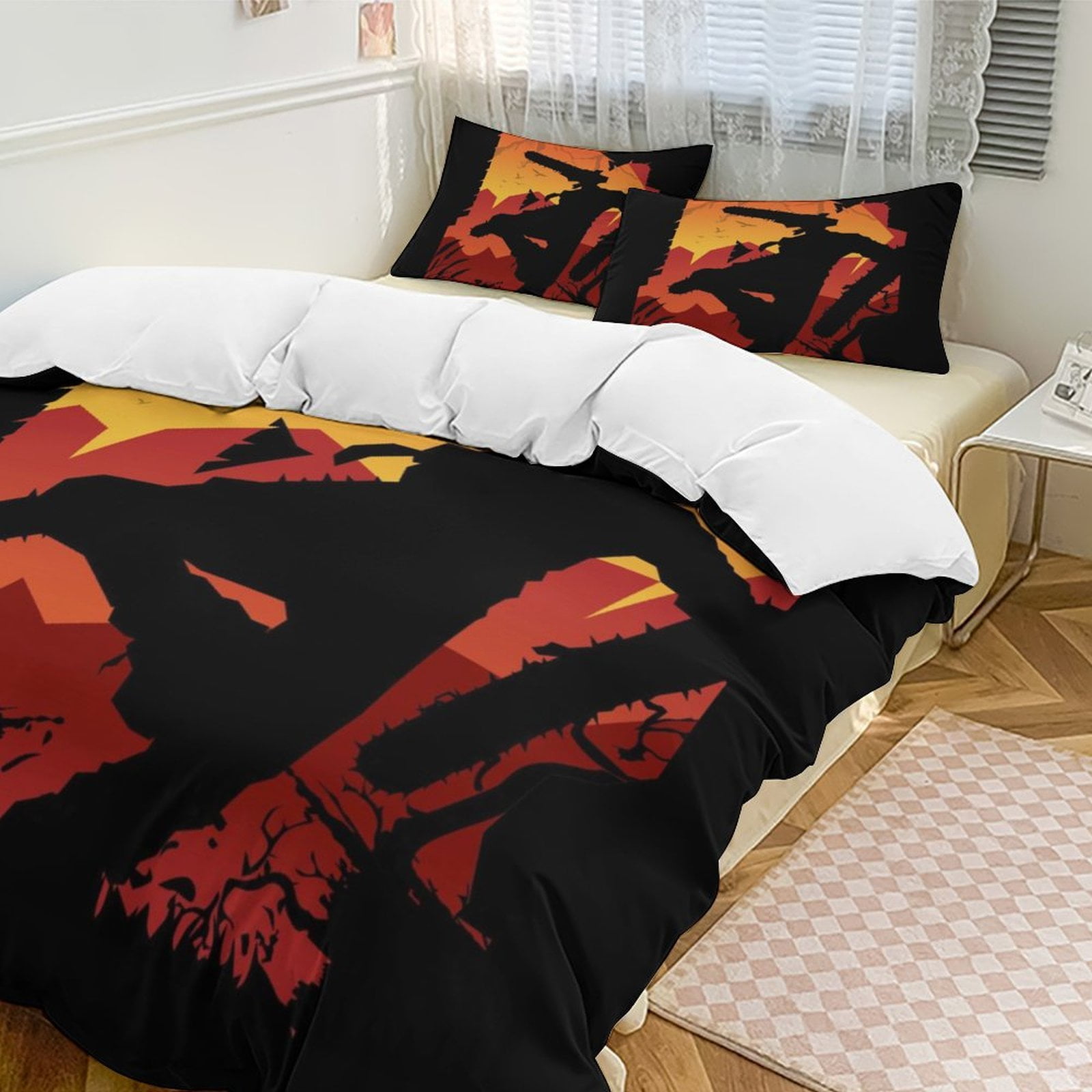 3 Piece Bedding Set Chainsaw Orange Men Comforter Cover Set Cute Kids ...