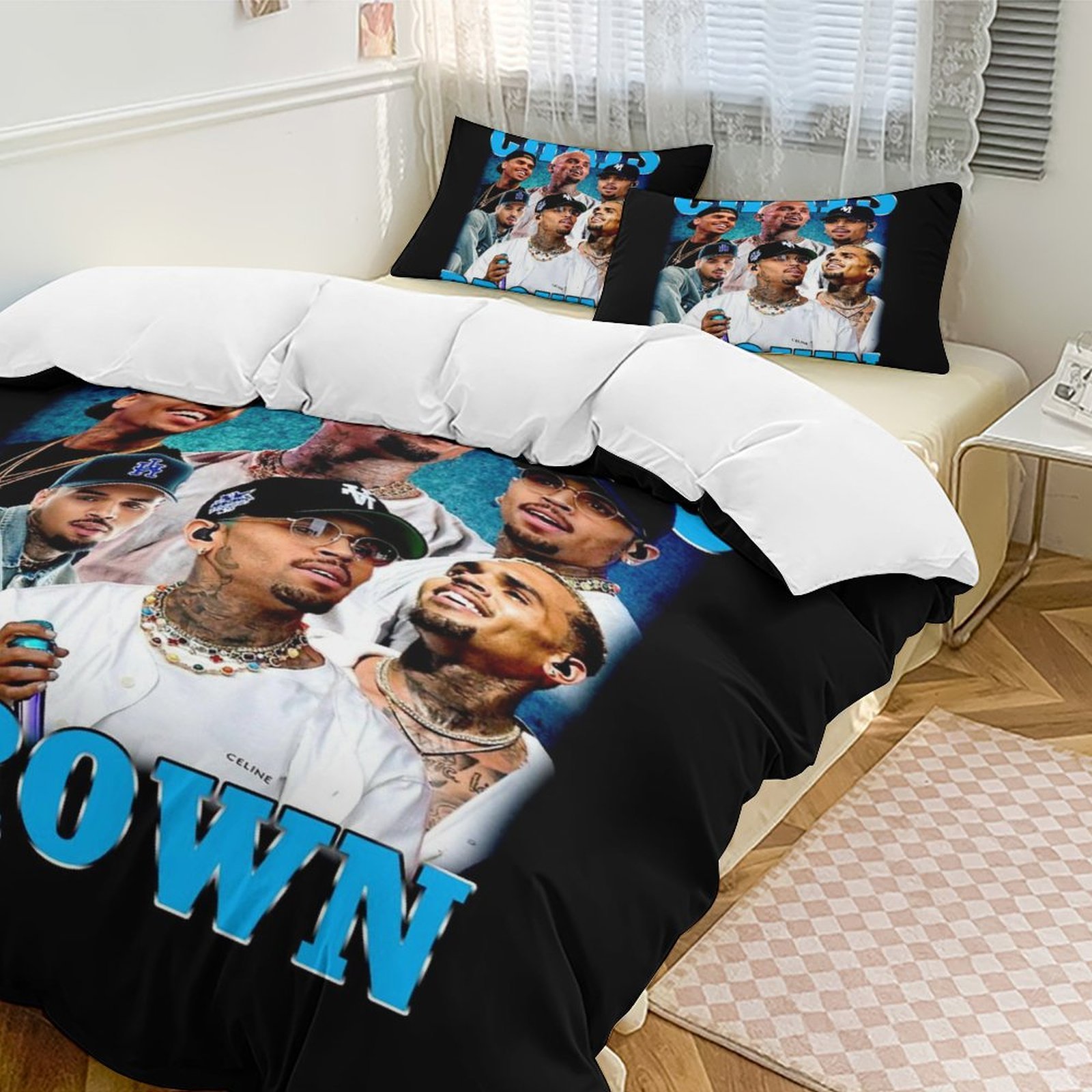 3 Piece Bedding Set Chris Bro-w Comforter Cover Set Cute Kids Bedroom ...