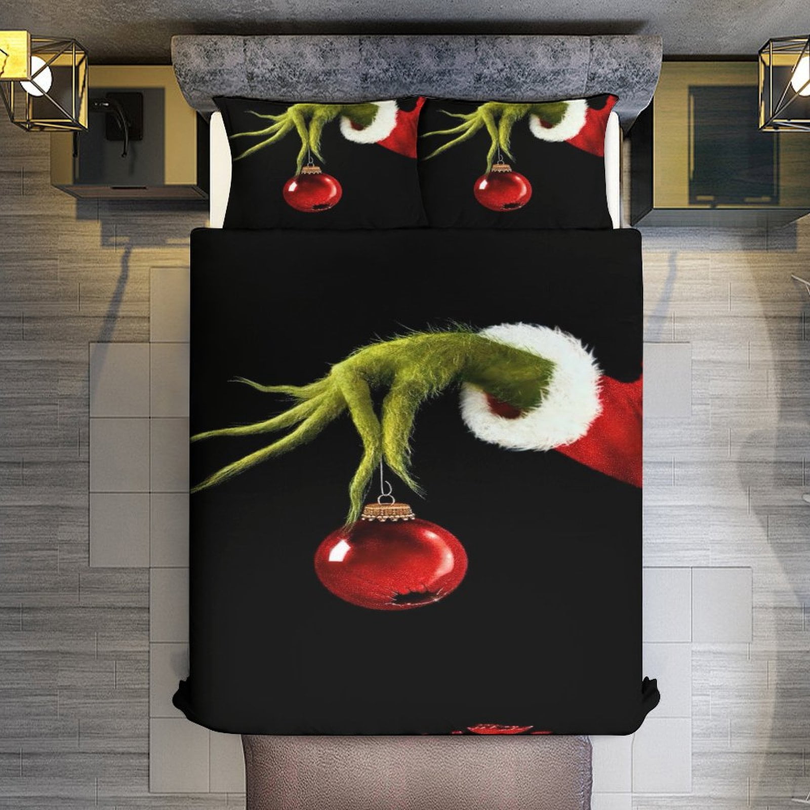 3 Piece Bedding Set,Christmas Grinch WallpaperComforter Set for Kids ...