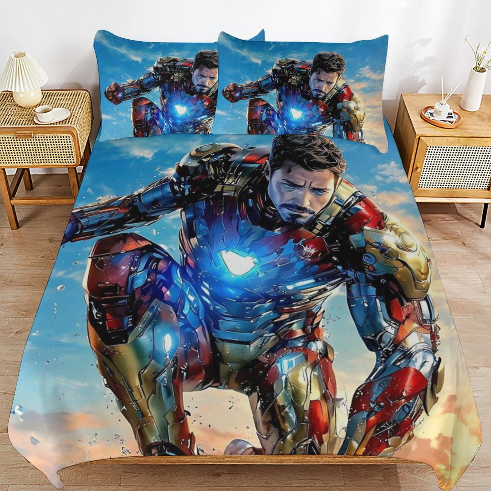 3-Piece Bedding Set Comforter Sets Iron Man Bed Duvet Cover with 2 ...