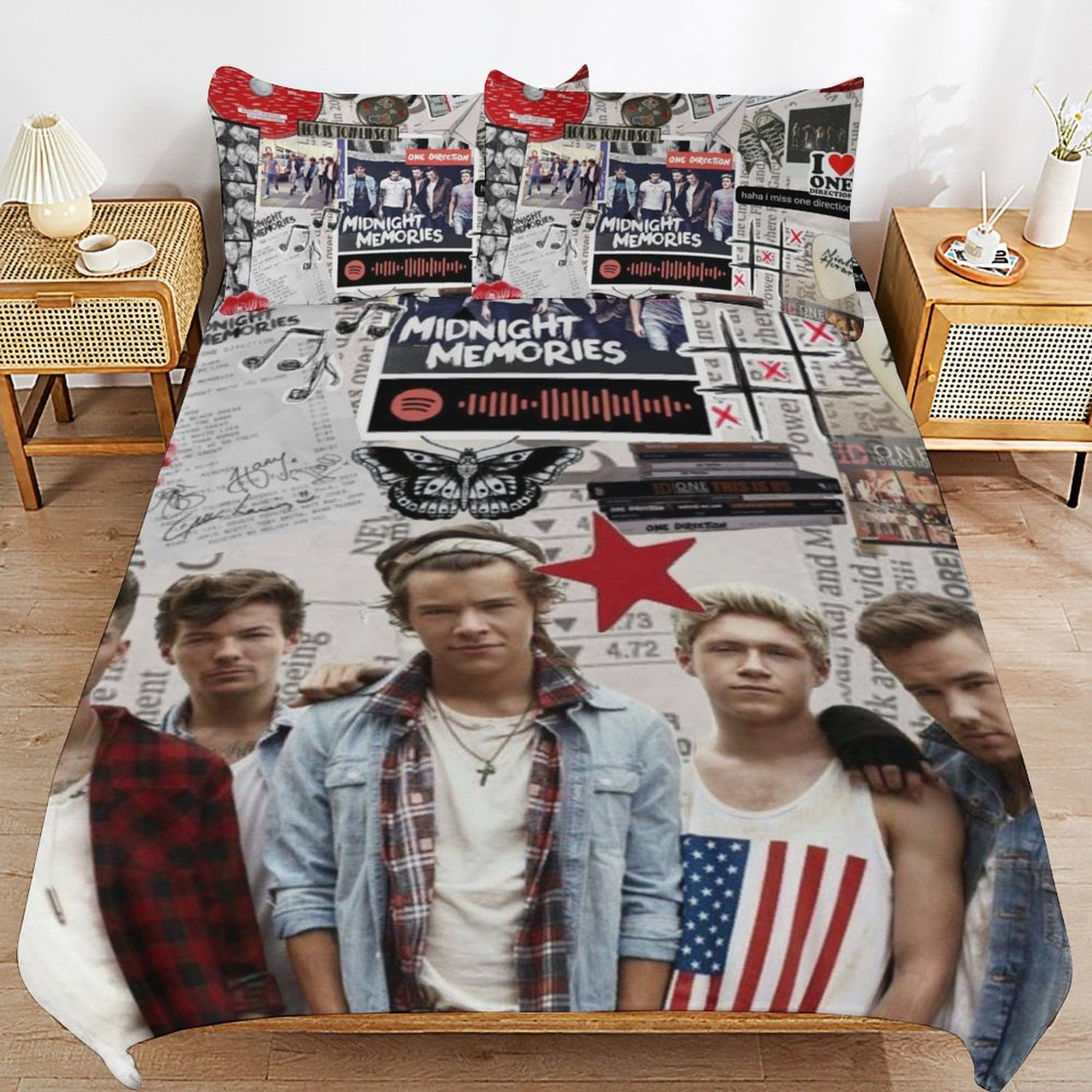 3-Piece Bedding Set Comforter Sets One Direction Bed Quilt Cover with 2 ...