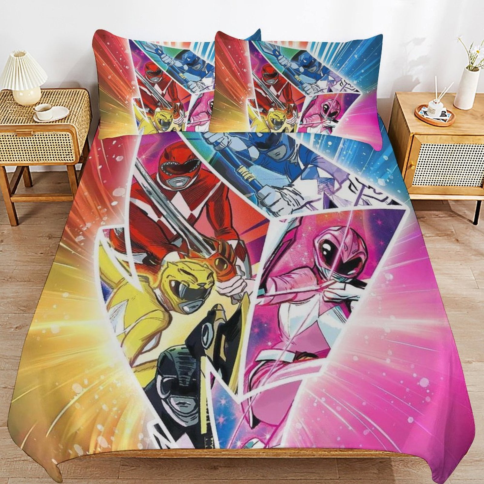 3-Piece Bedding Set Comforter Sets Power Rangers Bed Duvet Cover with 2 ...