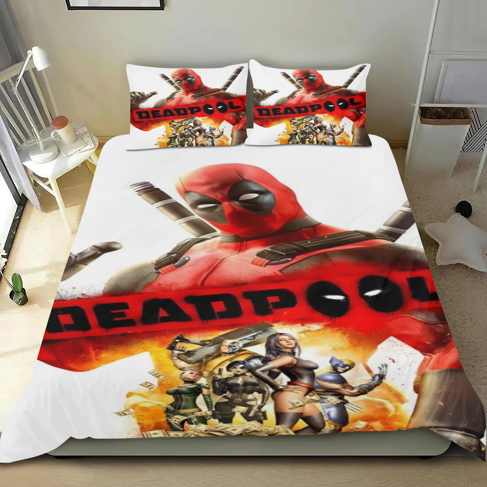 3 Piece Bedding Set Deadpool & Wolverine Comforter Set Cute Duvet Cover ...
