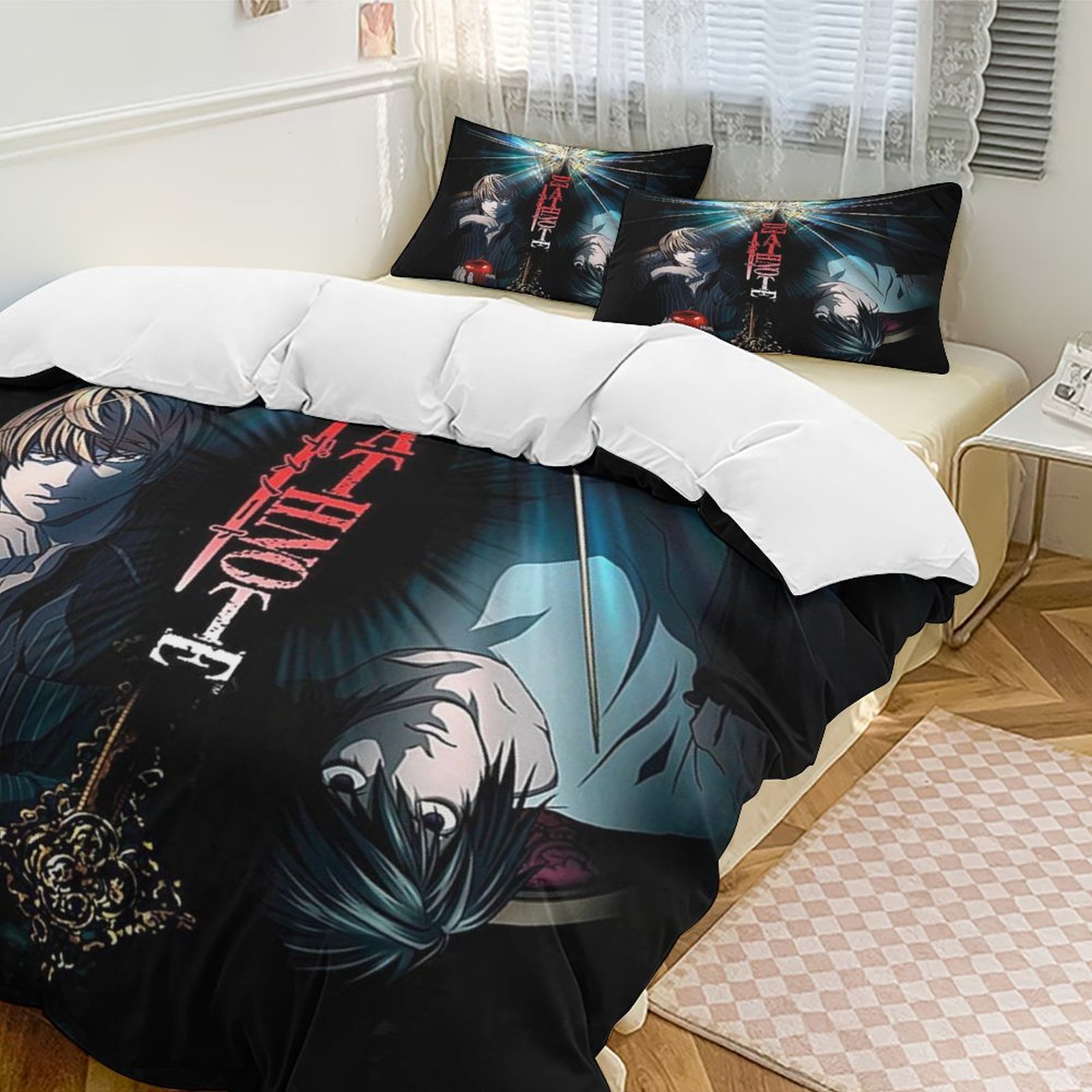 3 Piece Bedding Set Death N0-te Comforter Cover Set Cute Kids Bedroom ...