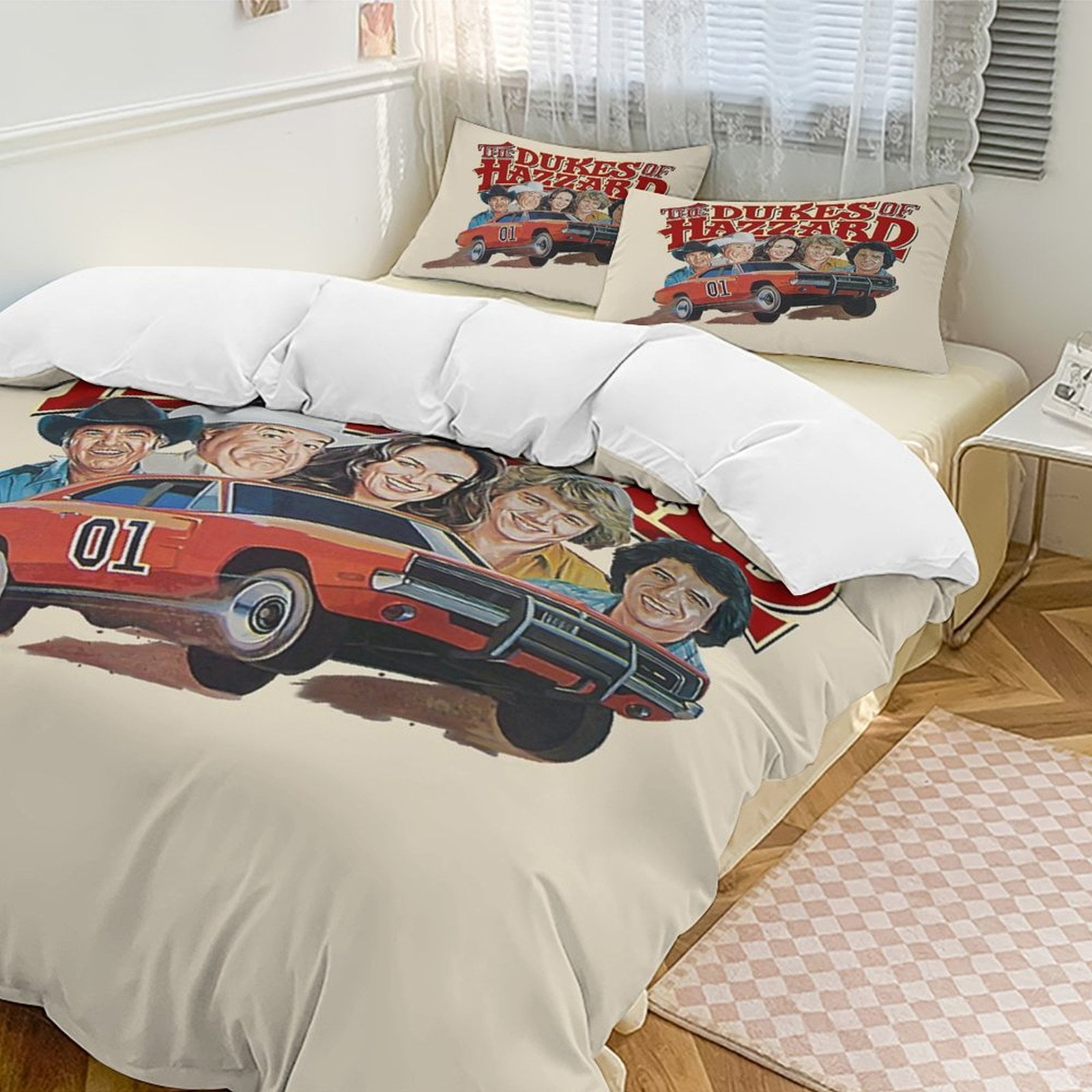 3 Piece Bedding Set Dukes Orange Car Haz-zard Comforter Cover Set Cute ...