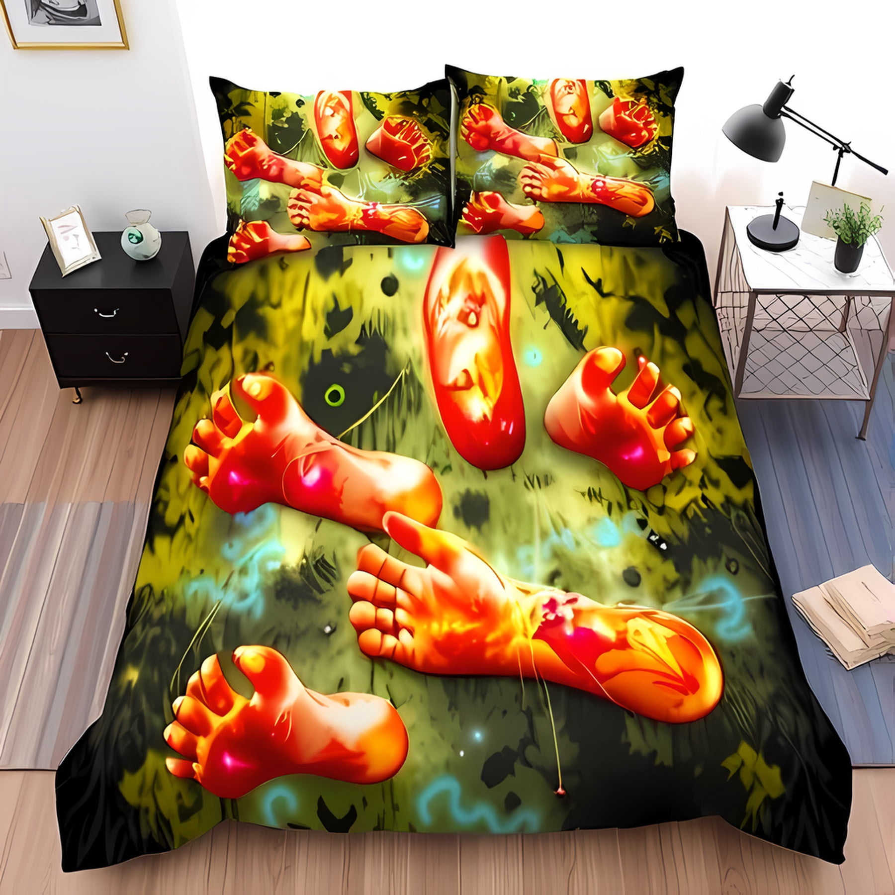 3-Piece Bedding Set - Duvet Cover & Pillowcases with Oversized Hands ...