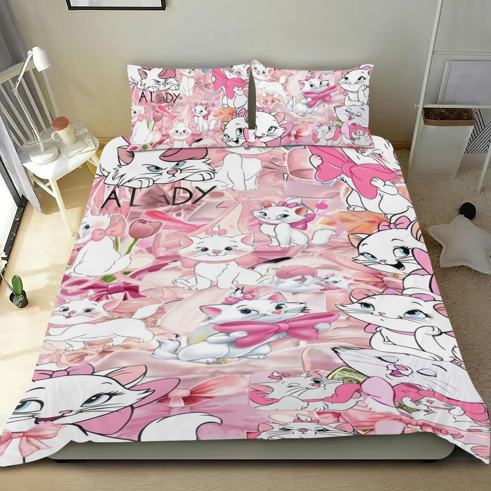 3 Piece Bedding Set For Marie Cat Comforter Cover Set Cute Duvet Cover ...